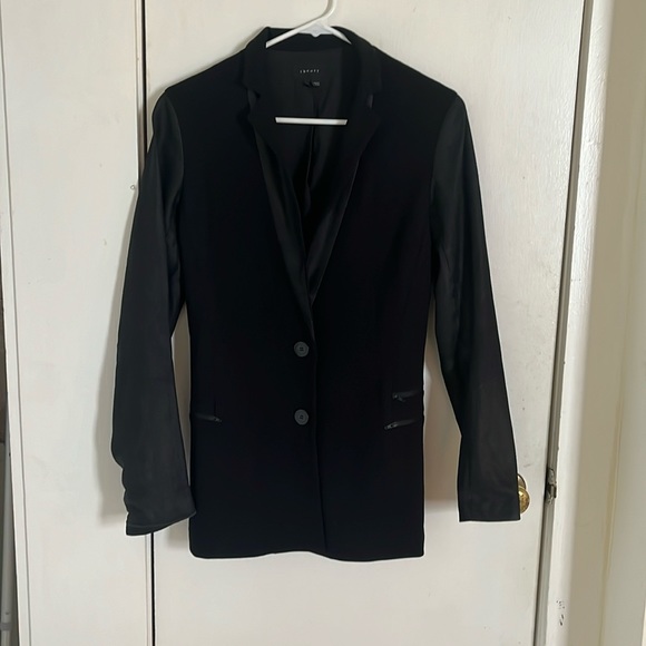 Theory | Jackets & Coats | Theory Jacket Faux Leather Sleeve 4 | Poshmark